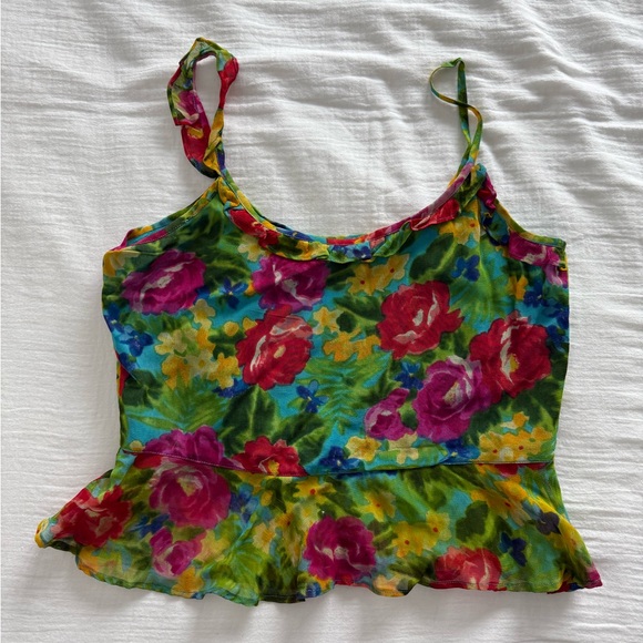 Papillon Blanc | Tops | Vintage Papillon Multicoloured Floral Print ...